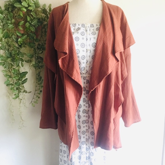 Vintage | Jackets & Coats | Vintage Burnt Orange Layered Flowy Jacket ...